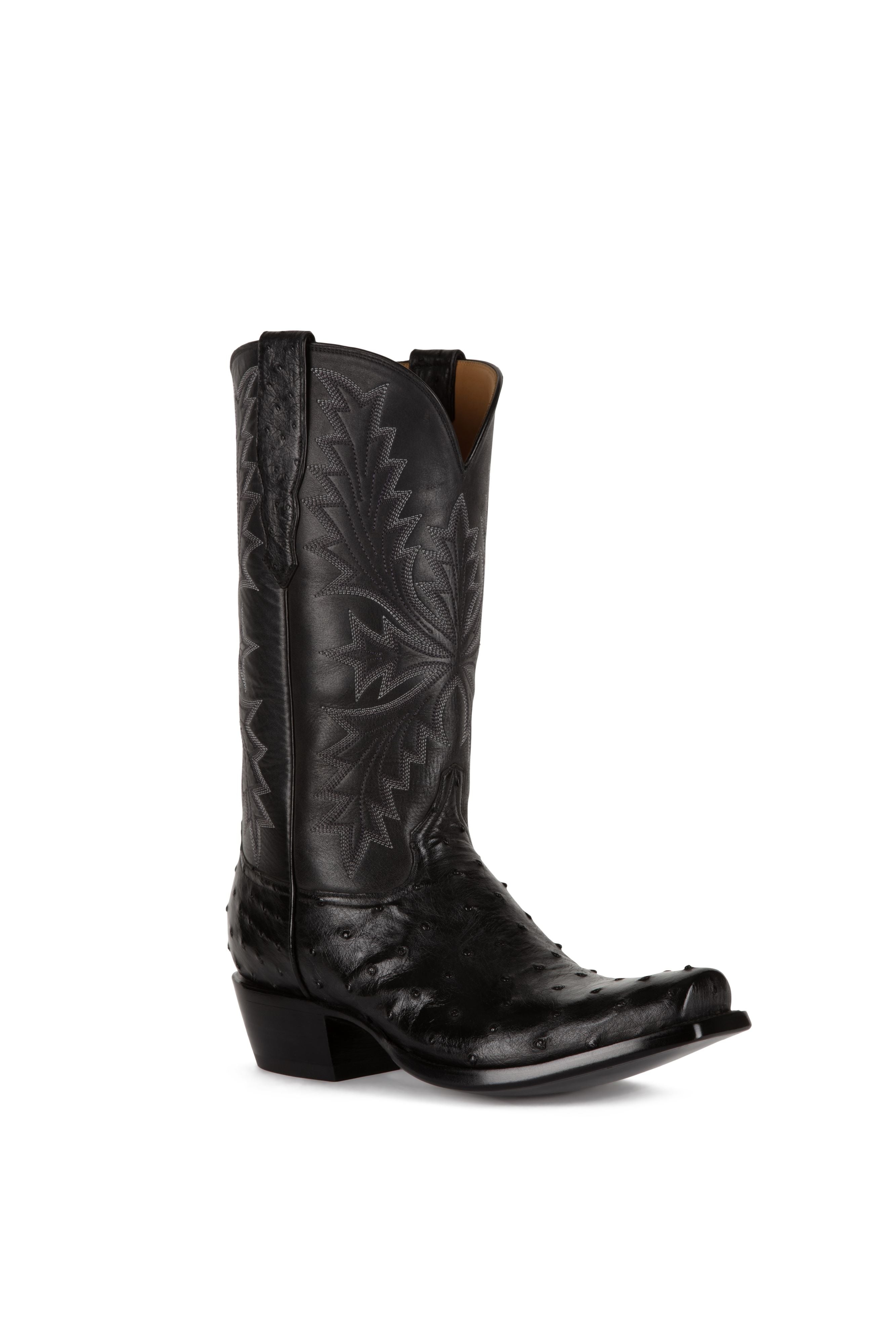 Allens Brand - Full Quill Ostrich - Cutter Toe - Black – Allens Boots